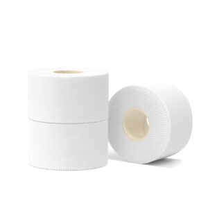 (3 pack) lobtery white athletic tape (1.5" x 10yds)breathable type very strong athletic tape no sticky residue for athletes, sport trainers and first aid injury wrap, suitable for fingers ankles wrist