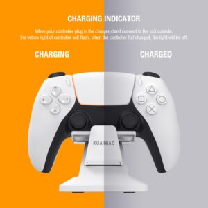 PS5 Controller Charging Station, Dual Controller Charging Dock for Playstation 5 with Fast Charging 5V/2A Type-C Cable, Overcharge Protection Function, PS5 Charging Station, White