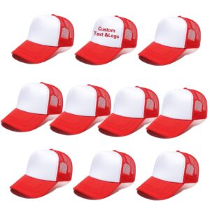 ultrafun unisex sublimation blank mesh baseball cap polyester mesh trucker hat (red white)