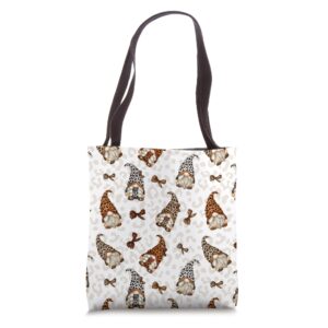 cute animal print accessories for women with leopard gnome tote bag