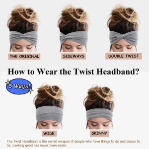 AKTVSHOW Headbands for Women's Hair Wide - Soft Elastic Hair Bands Twisted Non Slip Turban Headwraps for Teen Girls Womens Headbands Fashion Hair Accessories 12PCS