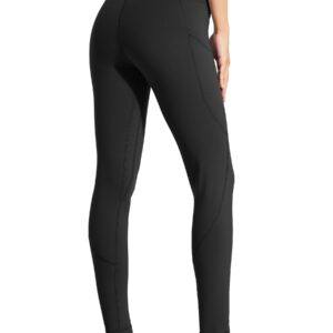 Willit Women's Fleece Lined Leggings Water Resistant Winter Pants Thermal High Waisted Yoga Hiking Running Tights Pockets Black L