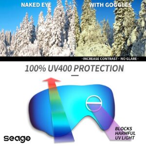 Ski Goggles Snowboard Goggles Anti-Fog Snow Sports Goggles for Women Men Adult Youth, Mirrored 100% UV Protection Helmet Compatible, Blue OTG Winter Goggles Over Glasses Snowboarding Skiing Equipment