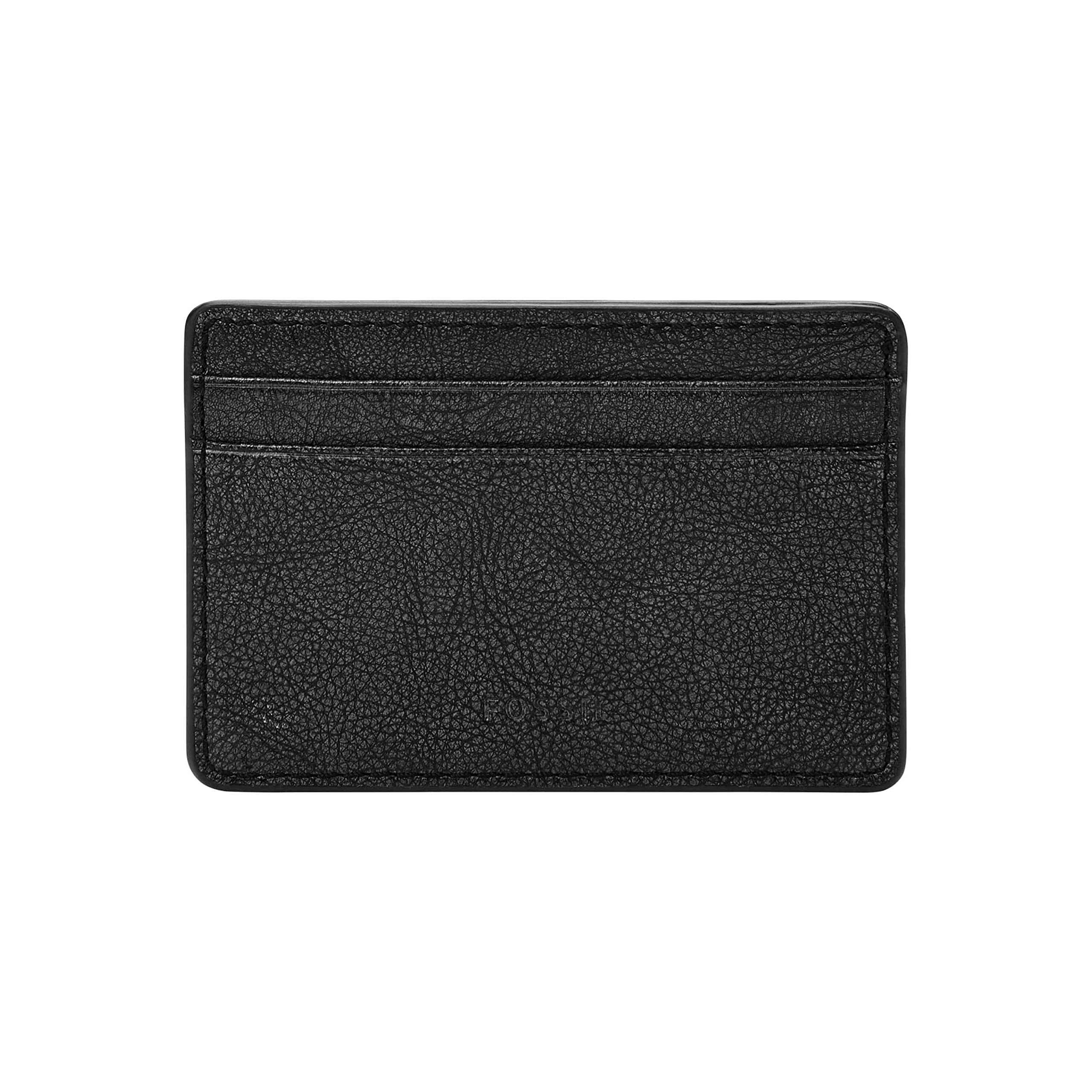 Fossil Men's Steven Leather Slim Minimalist Card Case Wallet, Slate Black, (Model: ML4395019)