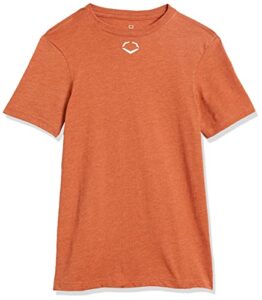 evoshield youth heather short sleeve tee - texas orange, medium