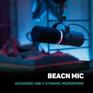 BEACN Dark Dynamic USB Mic for PC | Professional Microphone for Podcast, Gaming Mic, Streaming Mic | Studio-Quality Desk Mic for YouTube, Twitch, and Recording | Microphone for PC, Gaming & Streaming