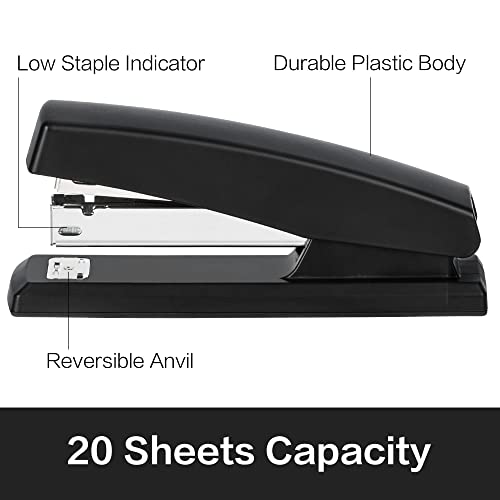 Deli Stapler, Desktop Stapler, Office Stapler, 25 Sheet Capacity, Includes 1000 Staples and Staple Remover, Black