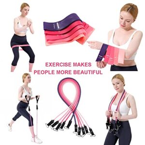 Zugoulook 18Pcs Resistance Bands Set for Women, 5 Stackable Exercise with Handles, Loop Bands, Jump Rope, Figure 8 Band, Ideal Home, Gym Fitness, Yoga, Full Body Workout