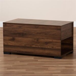 BOWERY HILL Modern Walnut Brown Finished Cat Litter Box Cover House