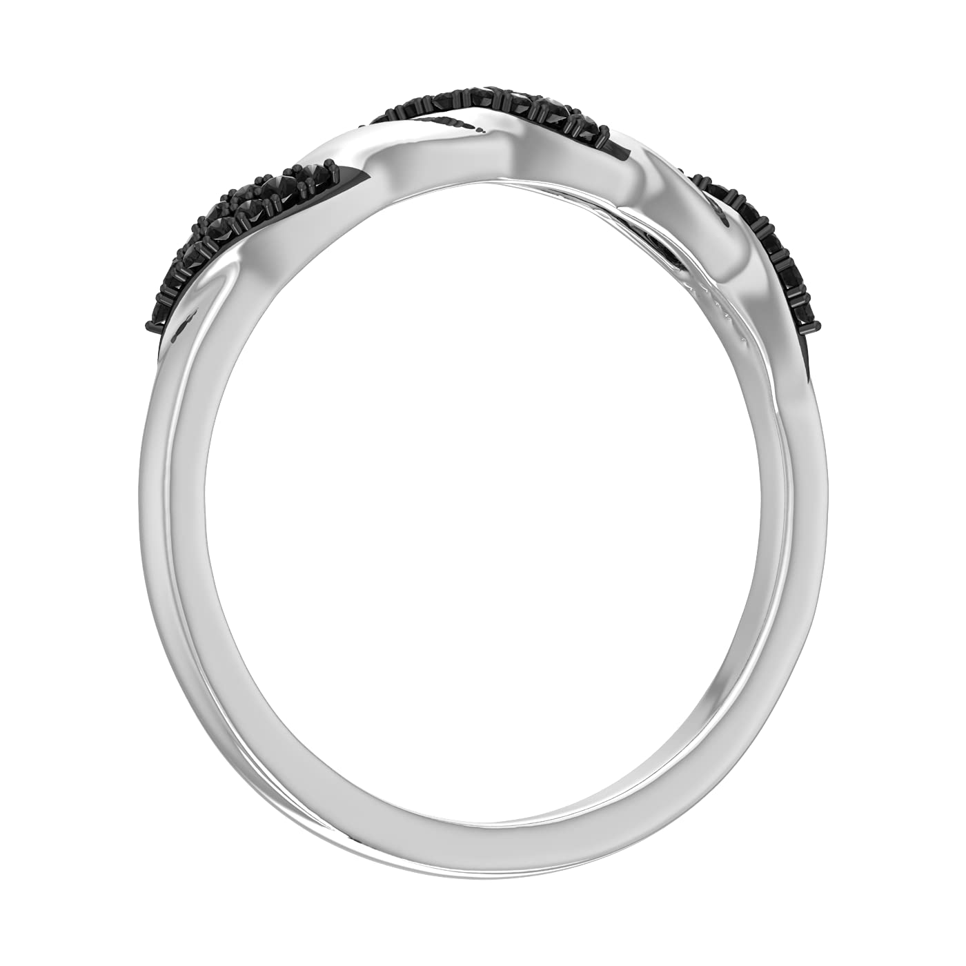 0.08 Carat Black Diamond Wedding Band Ring in 925 Sterling Silver(Ring Size 6)