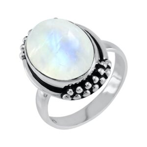 tishavi 7.90cts moonstone ring size 6 for women, white stone june birthstone jewelry silver mother's day gifts for mom wife sister