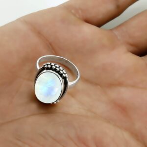 TISHAVI 7.90Cts Moonstone Ring Size 6 For Women, White Stone June Birthstone Jewelry Silver Mother'S Day Gifts For Mom Wife Sister