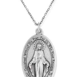 Pack of 3 - Miraculous Medal Pendant Extra Large - 1.75" Silver Oxidized Large Pendant for Necklace, Medals for Jewelry Catholic - Made in Italy