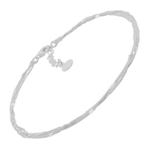 Silpada .925 Sterling Silver Anklet, Ankle Bracelet for Women, Jewelry Gift Idea, 'Triple Your Luck', 9" + 1"