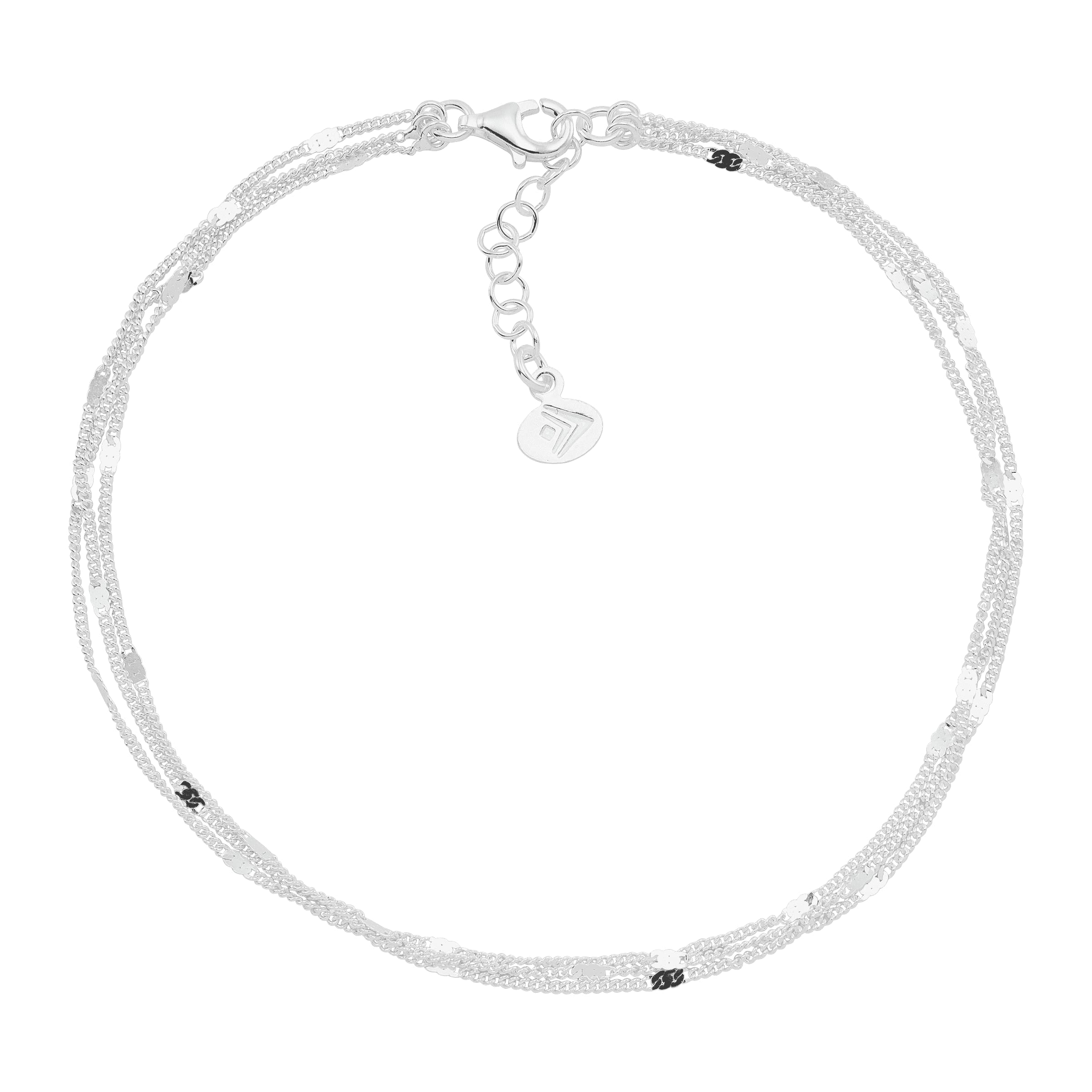 Silpada .925 Sterling Silver Anklet, Ankle Bracelet for Women, Jewelry Gift Idea, 'Triple Your Luck', 9" + 1"