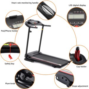 Home Foldable Treadmill with Incline, Electric Folding Treadmill for Walking Treadmill Machine 5" LCD Screen 250 LB Capacity MP3 (Black/Grey)