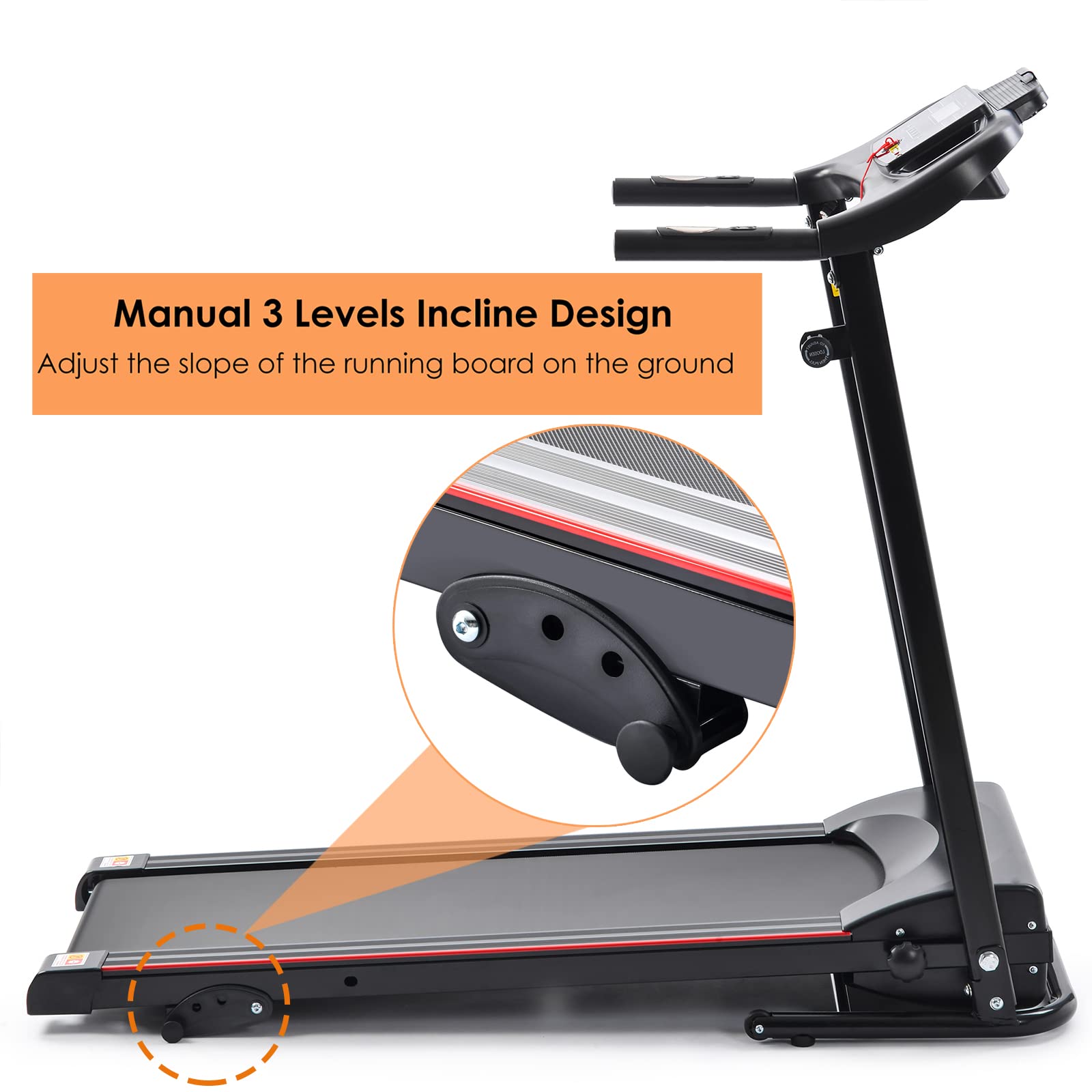 Home Foldable Treadmill with Incline, Electric Folding Treadmill for Walking Treadmill Machine 5" LCD Screen 250 LB Capacity MP3 (Black/Grey)