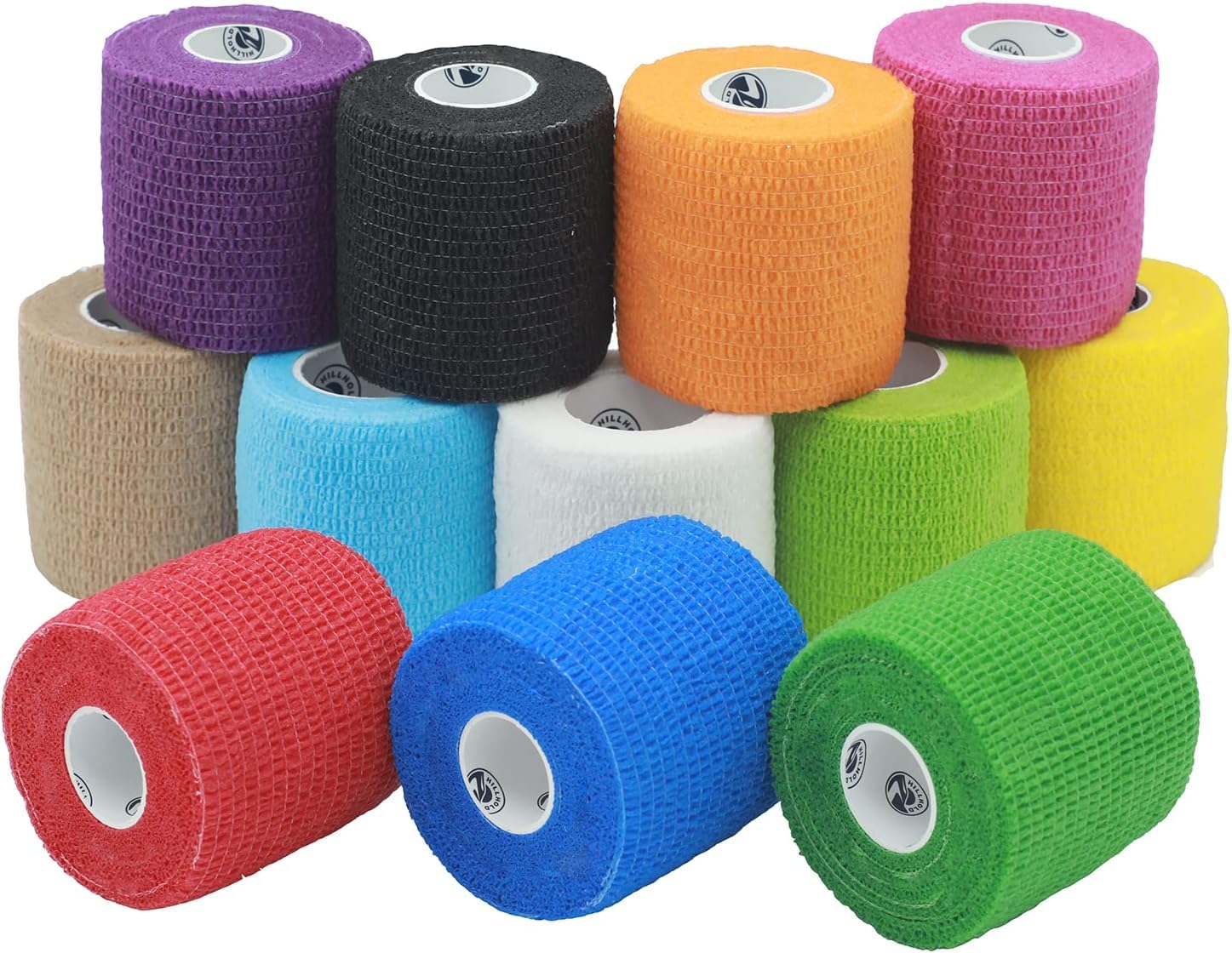 2 Inch - 12 Rolls Self Adhesive Bandage Wrap Vet Wrap for Dogs - Athletic Cohesive Bandage Wrap for Sports Injury, Strain, Knee&Wrist, Ankle Sprains. First Aid Non-Woven Bandages