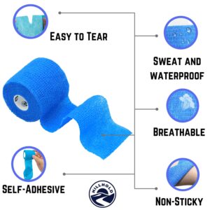 2 Inch - 12 Rolls Self Adhesive Bandage Wrap Vet Wrap for Dogs - Athletic Cohesive Bandage Wrap for Sports Injury, Strain, Knee&Wrist, Ankle Sprains. First Aid Non-Woven Bandages