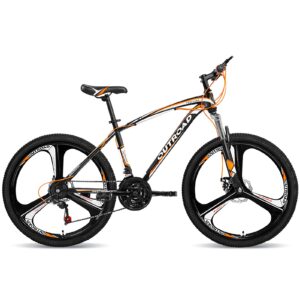 outroad 26 inch mountain bike, 21-speed/high-carbon steel/aviation grade frame, dual disc/v brake, adjustable ergonomic seat bycycle for men women adult, quick assembly in 20 minutes