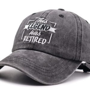 Funny Retirement Gifts for Men and Women, This Legend Has Retired Baseball Cap, Adjustable Embroidered Vintage Cotton Denim Hats for Dad, Mom, Grandma, Grandpa