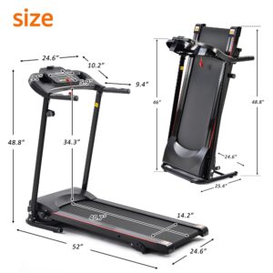 Home Foldable Treadmill with Incline, Electric Folding Treadmill for Walking Treadmill Machine 5" LCD Screen 250 LB Capacity MP3 (Black/Grey)