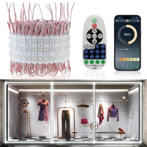 wichemi 100ft storefront led light bluetooth app control led module for signs daylight white 6500k 1.32w 12v dc 200pcs 2835 smd 3 led window lights for business strip light for store advertising décor