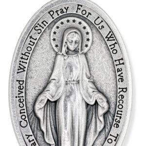 Pack of 3 - Miraculous Medal Pendant Extra Large - 1.75" Silver Oxidized Large Pendant for Necklace, Medals for Jewelry Catholic - Made in Italy