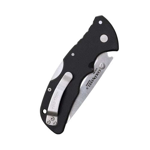 Cold Steel Mini Recon 1 3" AUS10A Tanto Point Blade 4" GFN Handle Folding Knife w/Tri-Ad Lock, Ambidextrous Pocket/Belt Clip