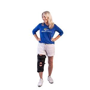 tri panel knee immobilizer brace for collateral ligament sprain, patellar stabilization, osteochondral fractures, acl, pcl, mcl, lcc injuries, post-op knee brace for knee pain and immobilization