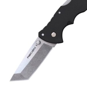 Cold Steel Mini Recon 1 3" AUS10A Tanto Point Blade 4" GFN Handle Folding Knife w/Tri-Ad Lock, Ambidextrous Pocket/Belt Clip