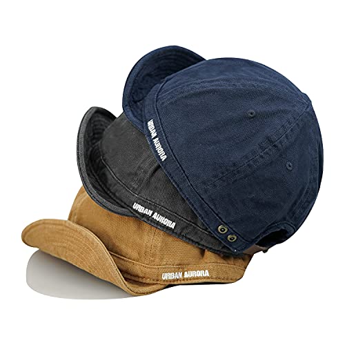 CLAPE Flat Top Baseball Cap for Men Women Running Sun Caps Short Bill Brim Baseball Cap Trucker Style Hat Cap (DY06-Navy)