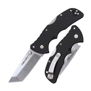 cold steel mini recon 1 3" aus10a tanto point blade 4" gfn handle folding knife w/tri-ad lock, ambidextrous pocket/belt clip