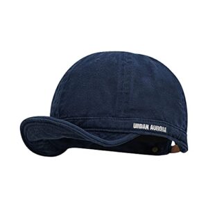 clape flat top baseball cap for men women running sun caps short bill brim baseball cap trucker style hat cap (dy06-navy)