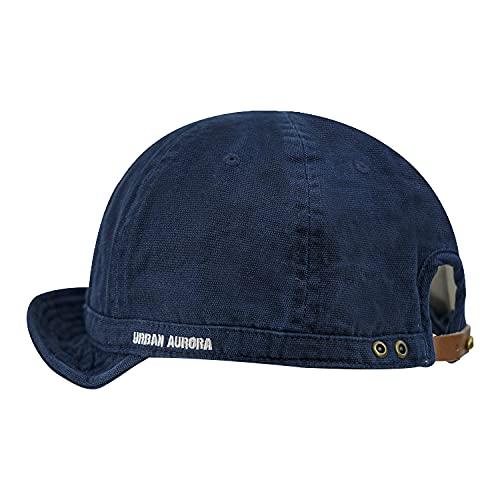 CLAPE Flat Top Baseball Cap for Men Women Running Sun Caps Short Bill Brim Baseball Cap Trucker Style Hat Cap (DY06-Navy)