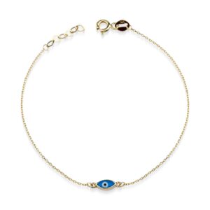 jewelryist 14k solid gold evil eye bracelet | gold good luck bracelet | dainty energy protection bracelet | spiritual jewelry for women | graduation gift for daughter | 7.5" bracelet length