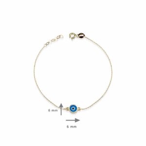 jewelryist 14k Solid Gold Protection Bracelet with Adjustable Chain - Size 7"