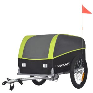 veelar sports cargo bike trailer, utility cargo luggage cart, green/black