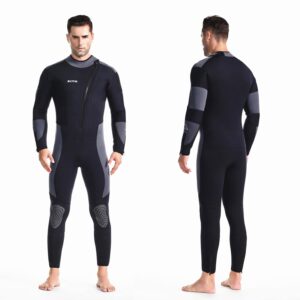 zcco men's 5mm neoprene wetsuit - ultra stretch full body diving suit with front zip for snorkeling, scuba diving, swimming and surfing (mf502-4xl)