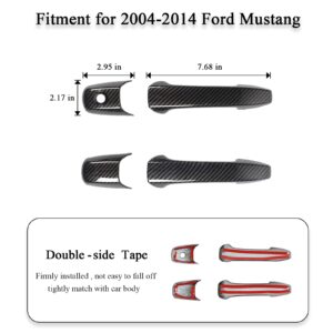 RT-TCZ Door Handle Trim Cover ABS Exterior Decoration Accessories for 2004-2014 Ford Mustang, 4PCS (Carbon Fiber Grain)