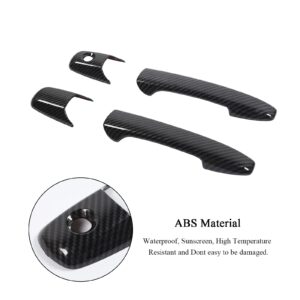 RT-TCZ Door Handle Trim Cover ABS Exterior Decoration Accessories for 2004-2014 Ford Mustang, 4PCS (Carbon Fiber Grain)