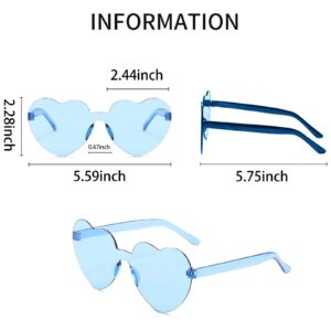 BOMEX 8 Pcs Heart Shape Sunglasses Party Sunglasses Rimless Transparent Candy Color Frameless Glasses Eyewear