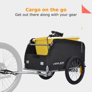 Veelar Sports Cargo Bike Trailer, Utility Cargo Luggage Cart, Green/Black