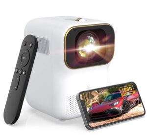 mini projector, wewatch wifi native 1080p portable projector, outdoor video projector built-in 3w dual speaker with hdmi for tv stick, ios, android