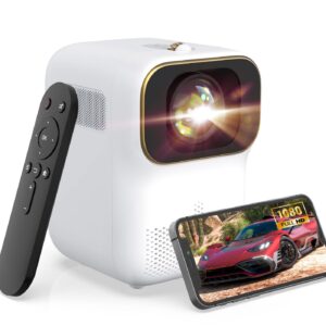 Mini Projector, WEWATCH WiFi Native 1080P Portable Projector, Outdoor Video Projector Built-in 3W Dual Speaker with HDMI for TV stick, iOS, Android