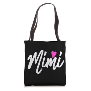 mimi with pink heart fun grandmother gift tote bag