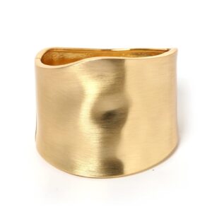 gold tone wide-edge smooth opening bangle bracelet minimalist polished frosted irregular twist grooved cuff bracelet gothic style chunky statement fashion jewelry for women men-a gold 1