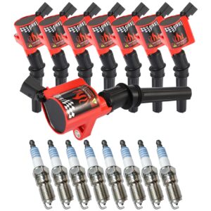 carbole 8 pack curved boot ignition coils & spark plug sp479, 15% more energy for ford f-150 f-250 f-350 4.6l 5.4l v8 dg508 dg457 dg472 dg491 4.6l 5.4l v8 lincoln mercury crown victoria expedition