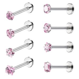 drperfect 16g internally threaded labret stud lip rings medusa monroe piercing 316l stainless steel cz cartilage tragus piercing jewelry forward helix earrings nose piercing 6mm 8mm 10mm