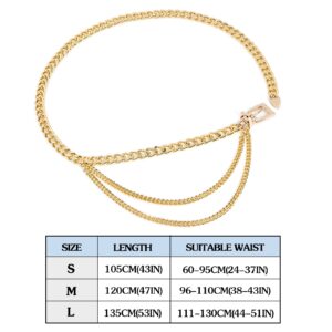 DTWAWA Gold Chain Belts for Womens Dresses Multi Layer Waist Chain Body Belly for Her, 35.4IN